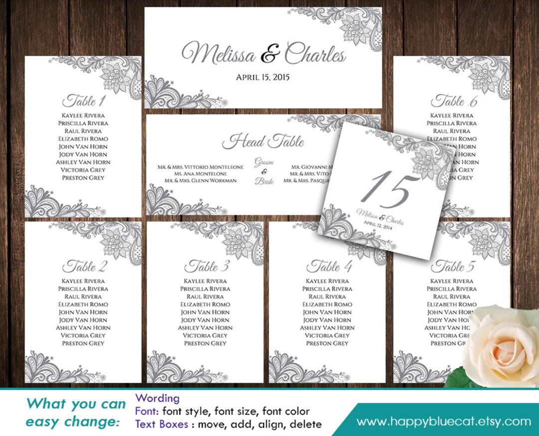 Diy Printable Wedding Seating Chart Template Instant - Etsy