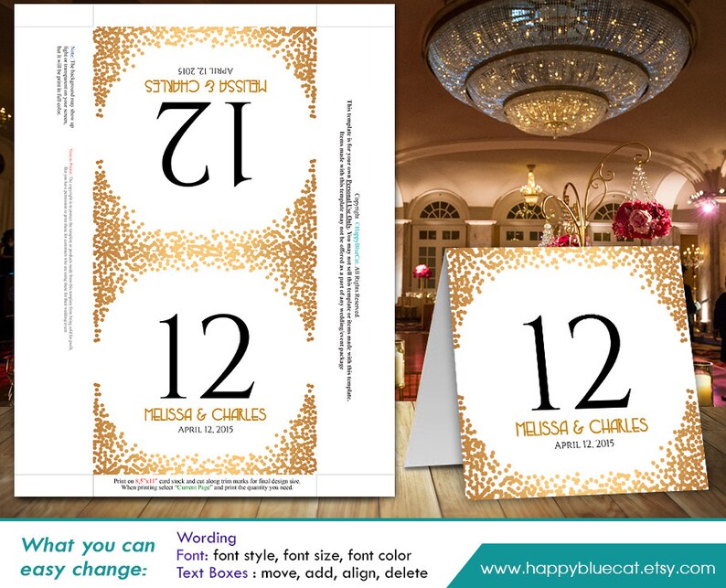 Diy Printable Table Number Card Template Instant Download - Etsy