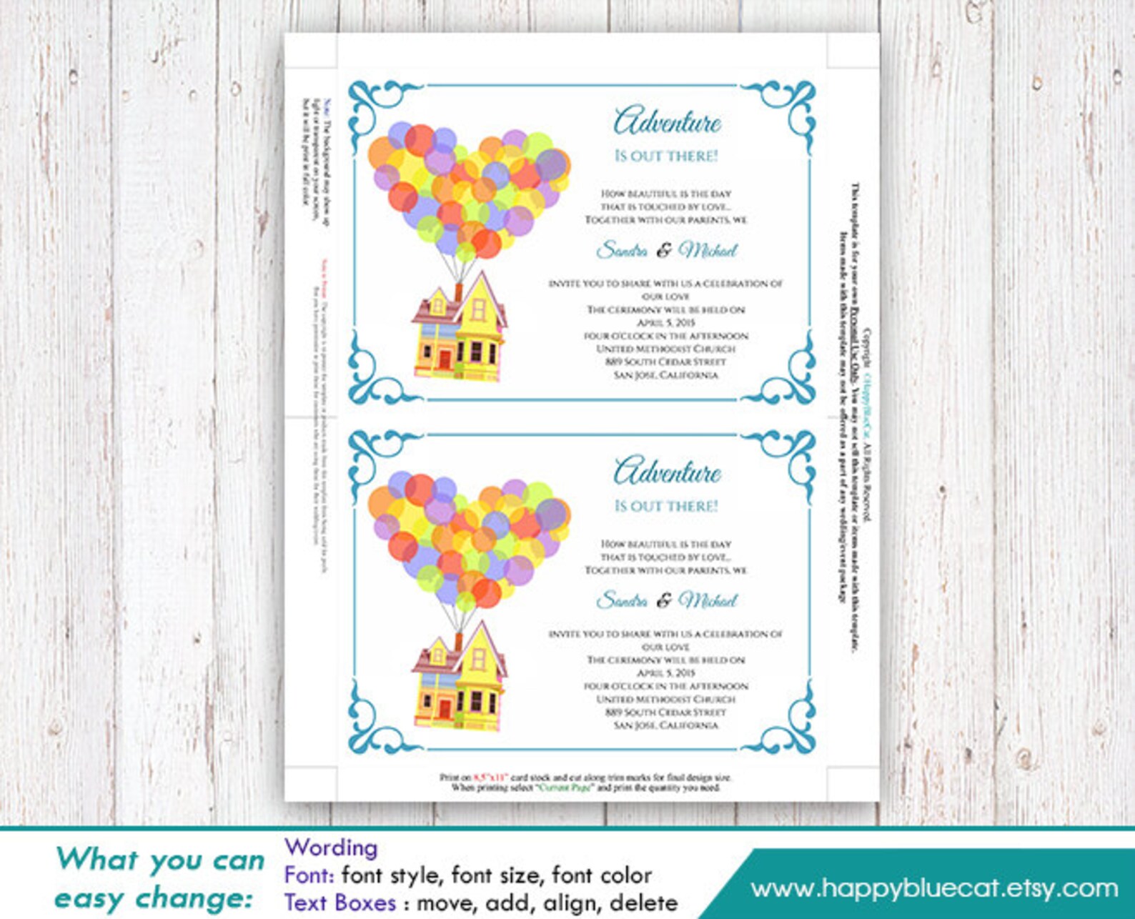 UP Pixar Inspired DiY Printable Wedding Invitation and Rsvp | Etsy