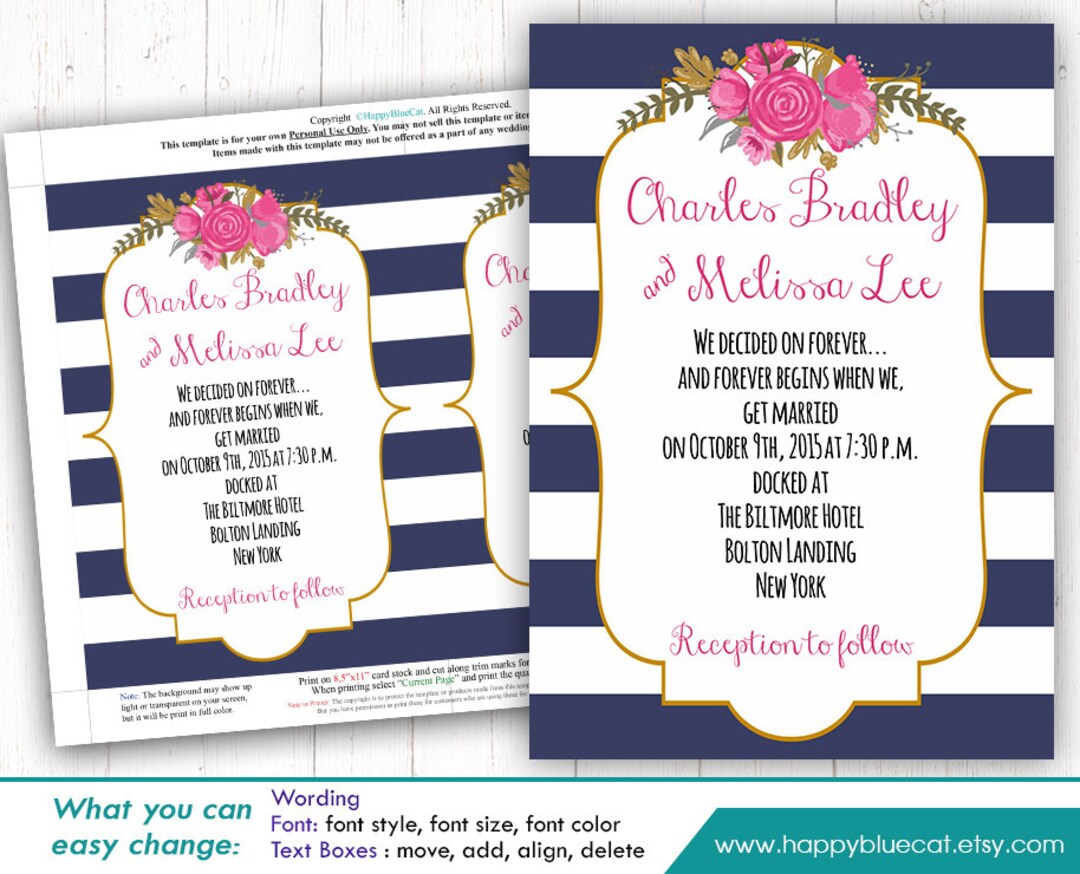 Diy Printable Wedding Invitation Template Instant Download EDITABLE ...