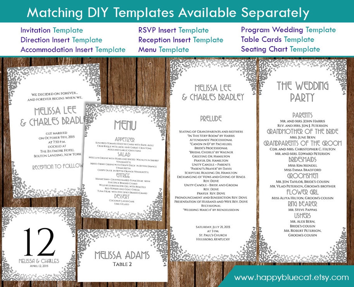 Diy Printable Program Wedding Template Instant Download | Etsy