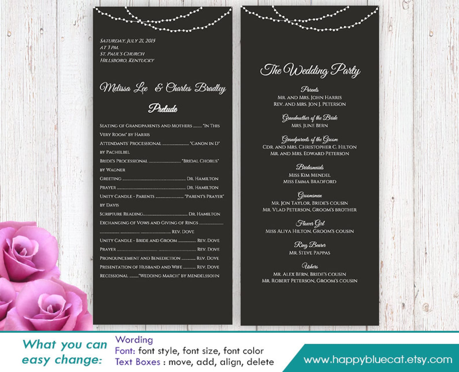 Diy Printable Program Wedding Template Instant Download | Etsy