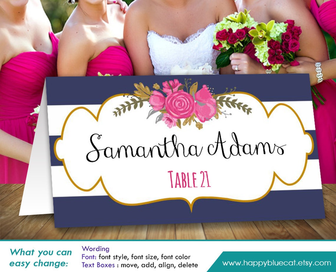 Diy Printable Wedding Place Card Template Instant Download | Etsy