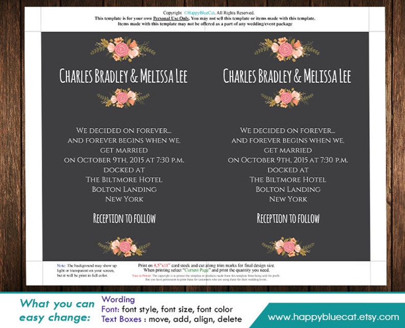 Diy Printable Wedding Invitation Template Instant Download | Etsy