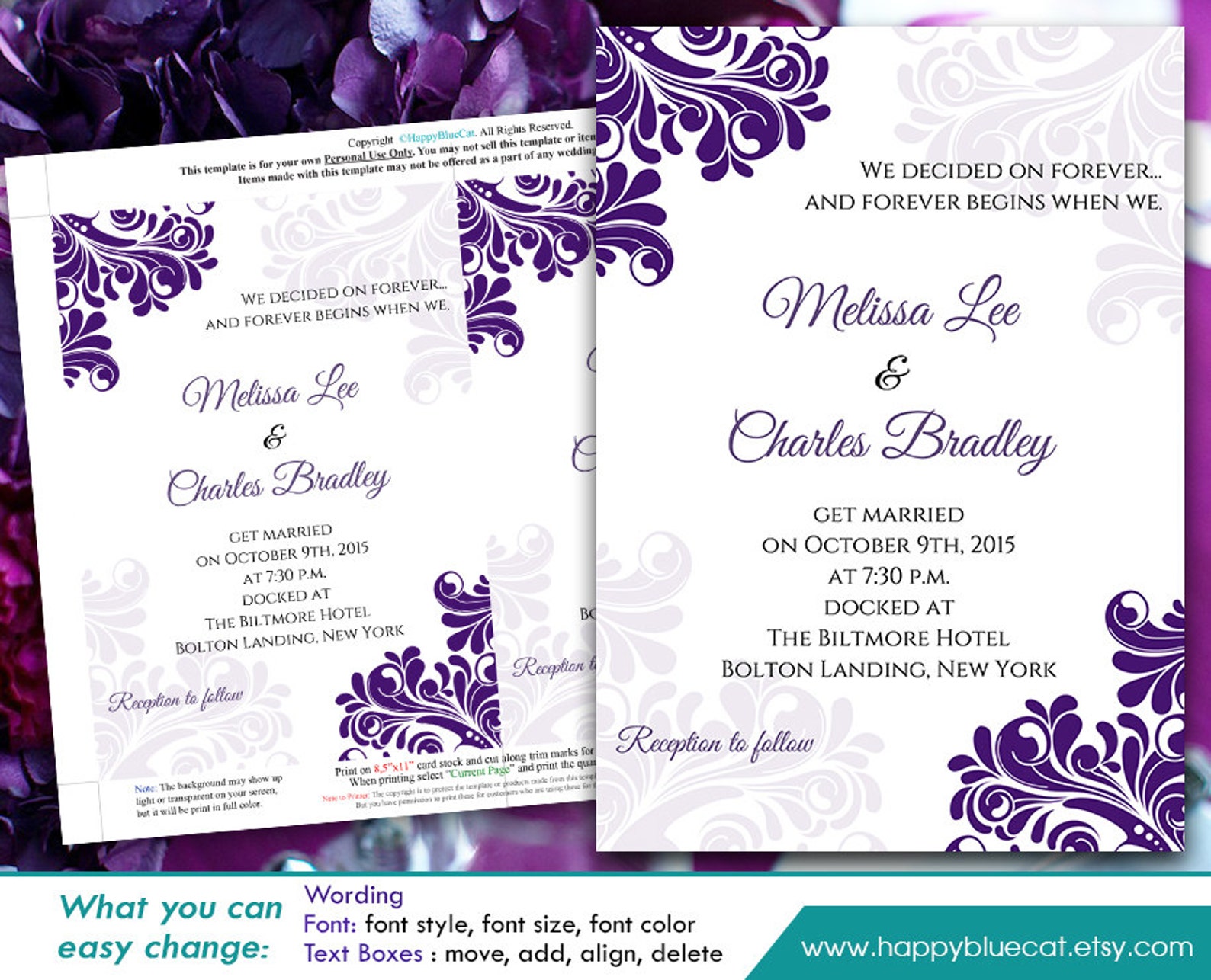 Diy Printable Wedding Invitation Template Instant Download | Etsy