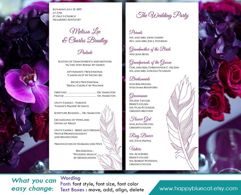 Diy Printable Wedding Program Template instant Download | Etsy