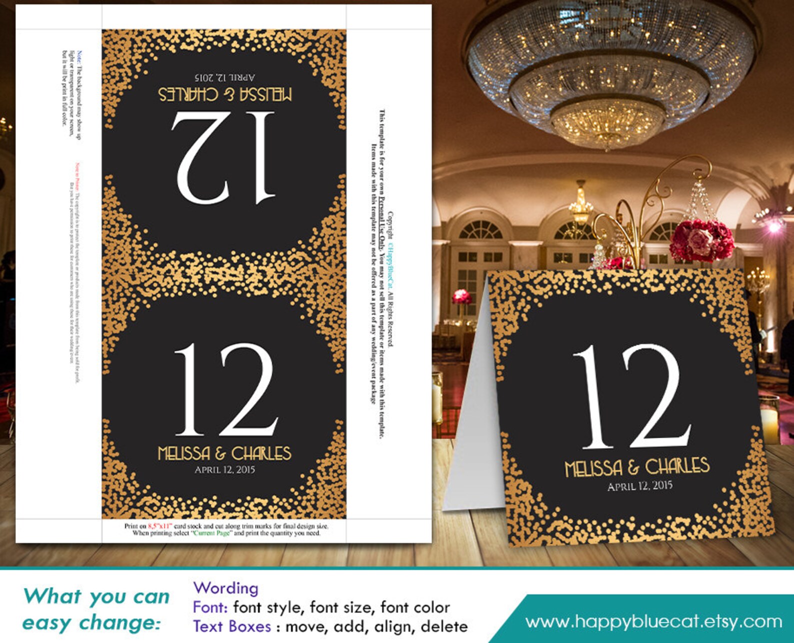 Diy Printable Table Number Card Template Instant Download - Etsy