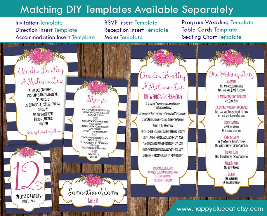 Diy Printable Program Wedding Template Instant Download - Etsy