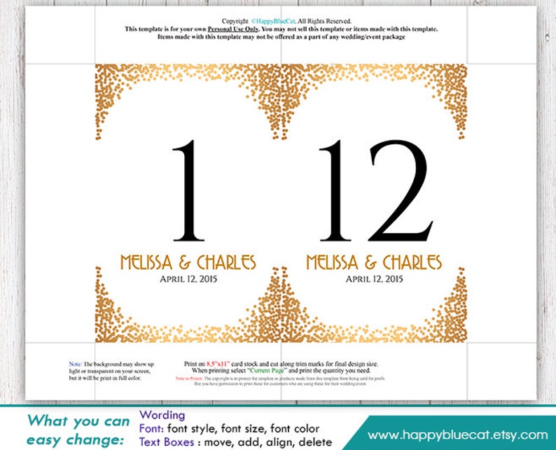 Diy Printable Table Number Card Template Instant Download | Etsy