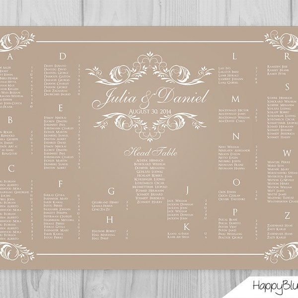 Vintage Seating Charts - Etsy