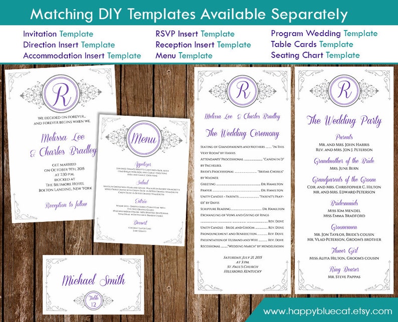 Diy Printable Wedding Fan Program Template Instant Download - Etsy