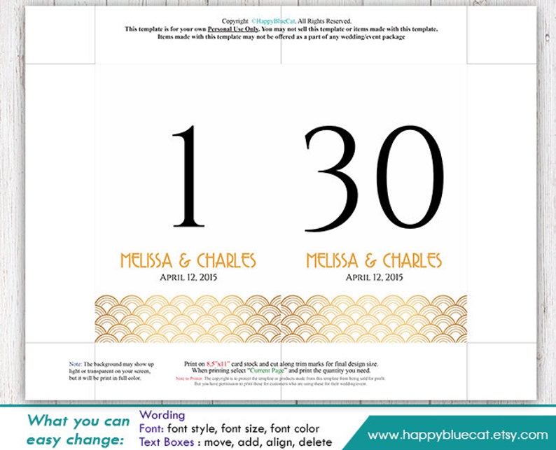 Diy Printable Table Number Card Template Instant Download - Etsy