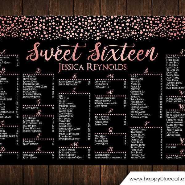 Sweet 16 Printable Table Seating - Etsy