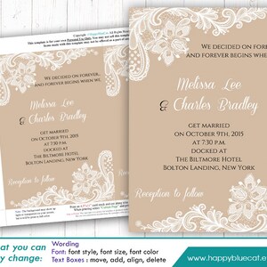 Diy Printable Wedding Invitation Template Instant Download - Etsy