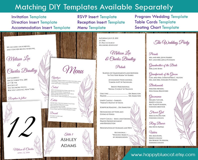 Diy Printable Wedding Program Template instant Download | Etsy