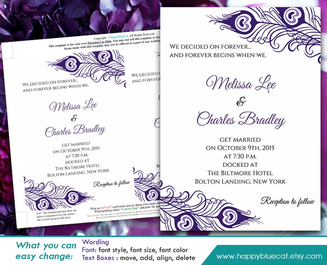 Diy Printable Wedding Invitation Template Instant Download - Etsy