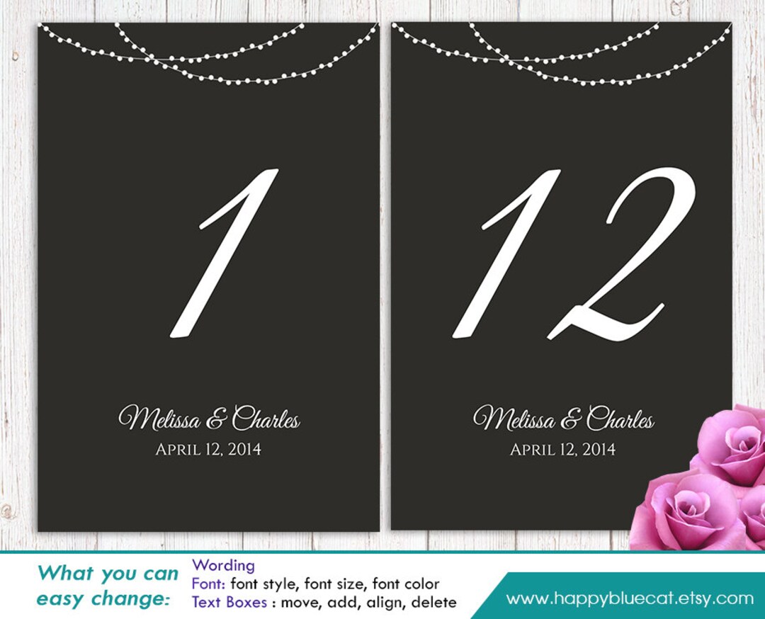 Diy Printable Table Number Card Template Instant Download - Etsy