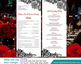 Red Wedding Program - Etsy