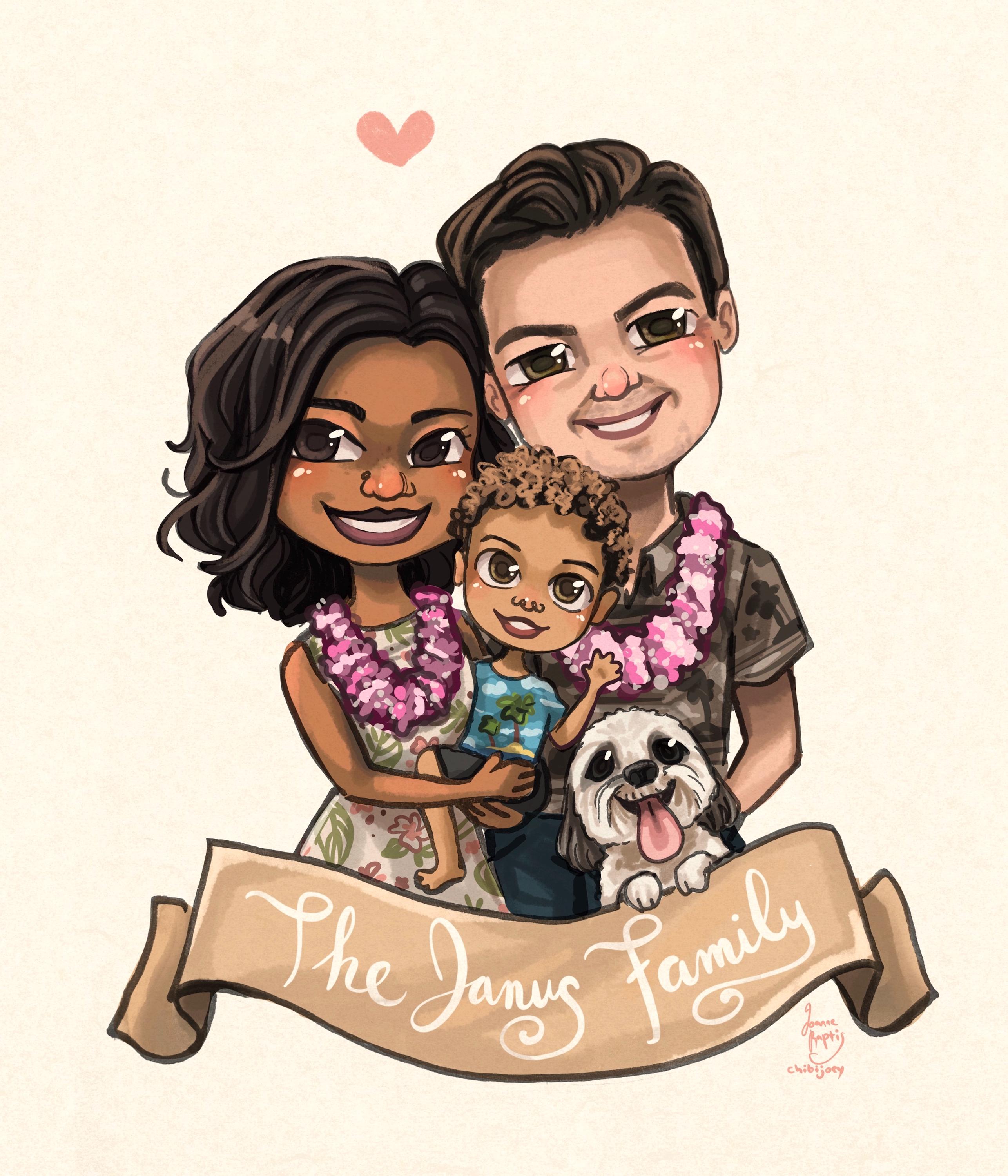 Chibi Portrait- Three Characters Friends & Family: Custom Illustration ...
