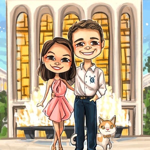 Chibi Couple Portrait COMPLEX Background: Custom Illustration Art Gift ...