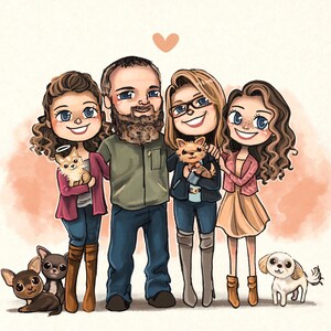 Chibi Portrait- Four Characters Friends & Family: Custom Illustration ...