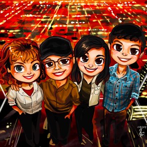 Chibi Portrait- Four Characters Friends & Family: Custom Illustration ...