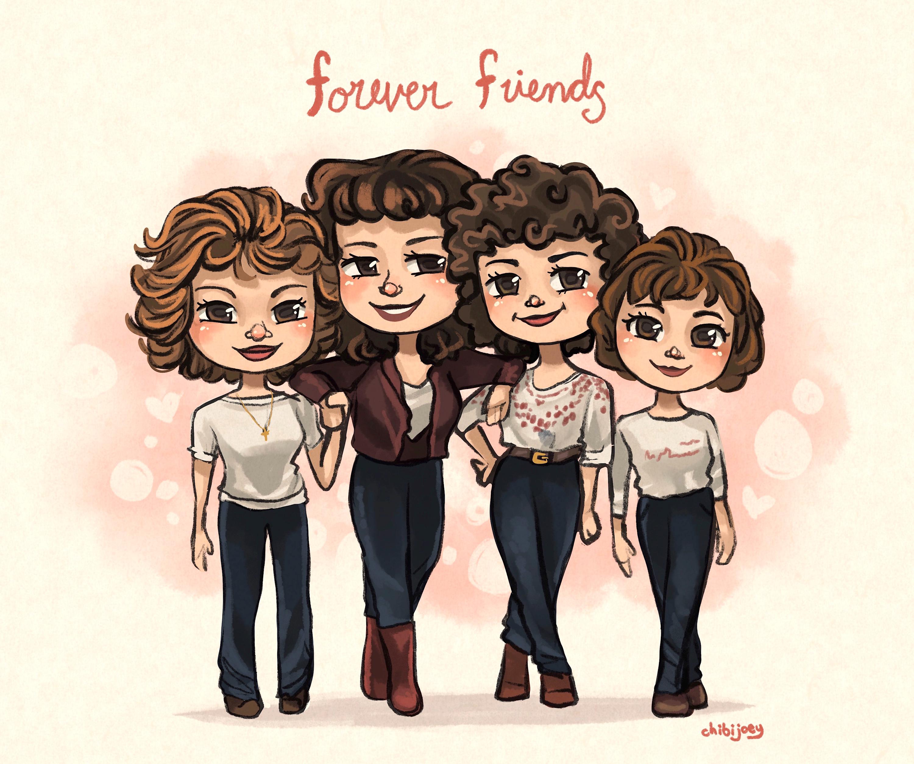 Chibi Portrait- Four Characters Friends & Family: Custom Illustration ...