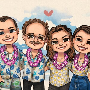 Chibi Portrait- Four Characters Friends & Family: Custom Illustration ...
