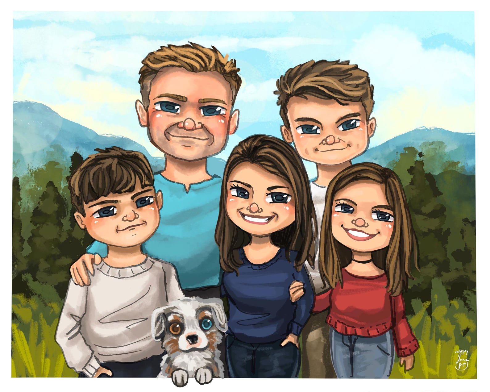 Chibi Portrait- Five PLUS Characters Friends & Family: Custom ...