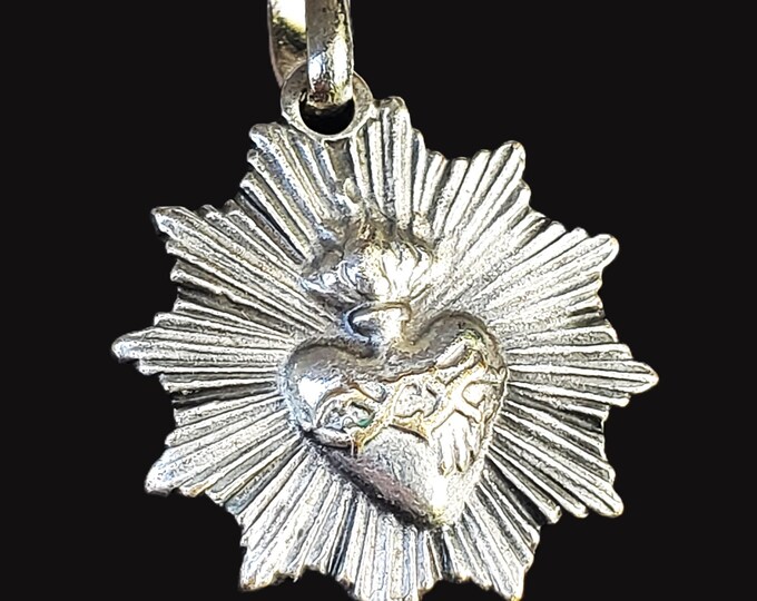 Small Antique Holy Medal, Sacred Heart of Jesus, Crown of Thorns ...