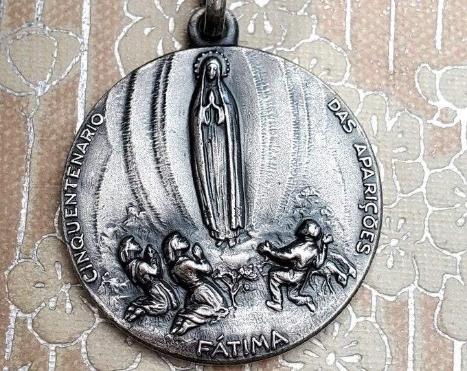 Vintage Fatima Medal, 50th Anniversary 1967 Pendant, Our Lady of Fatima ...