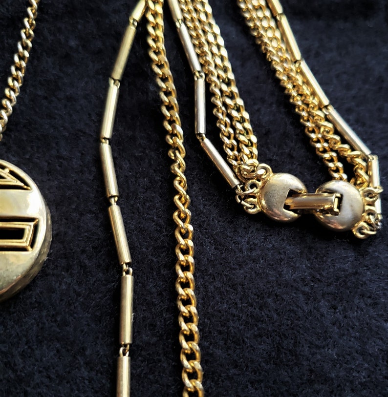 Vintage Long Necklace Multi Strands Chains w/ Pendant Gold | Etsy