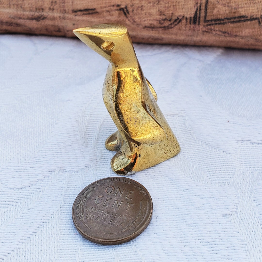 Vintage Mini Brass Penguin, 2" Tall, Miniature Modern Brass Animals ...