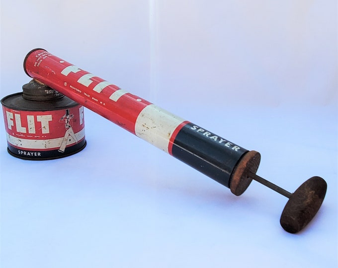 Vintage FLIT Bug Sprayer, Insect Killer in Tin Can With Working Plunger ...