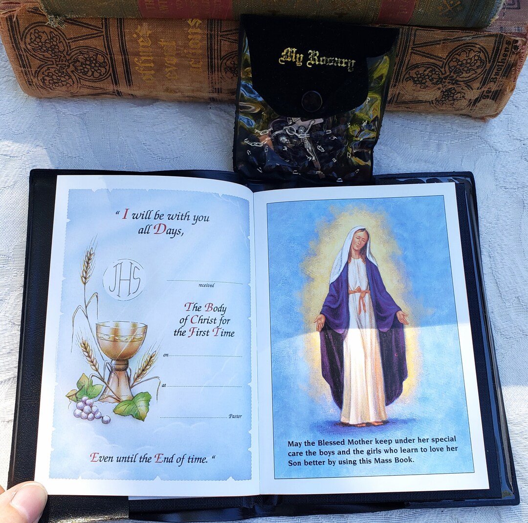 Vintage Prayer Book W/ Rosary & Cover, "marian Children's Mass Book ...
