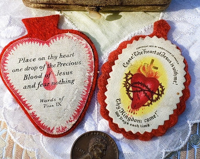 Two Vintage Catholic Prayer Badges, Confraternity of Most Precious ...