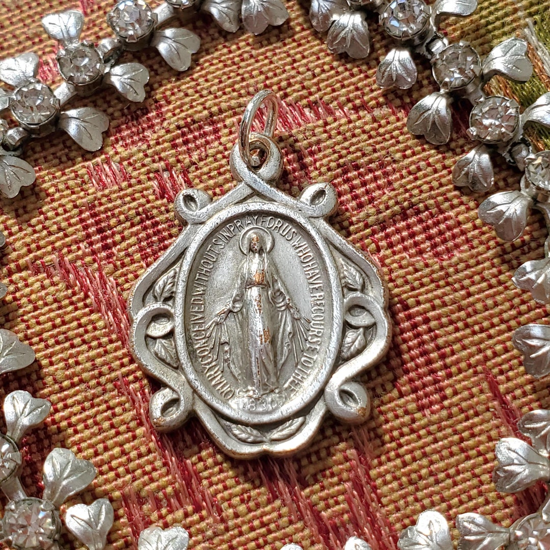 Vintage Miraculous Medal, Our Lady of Grace, Blessed Mother Protection ...