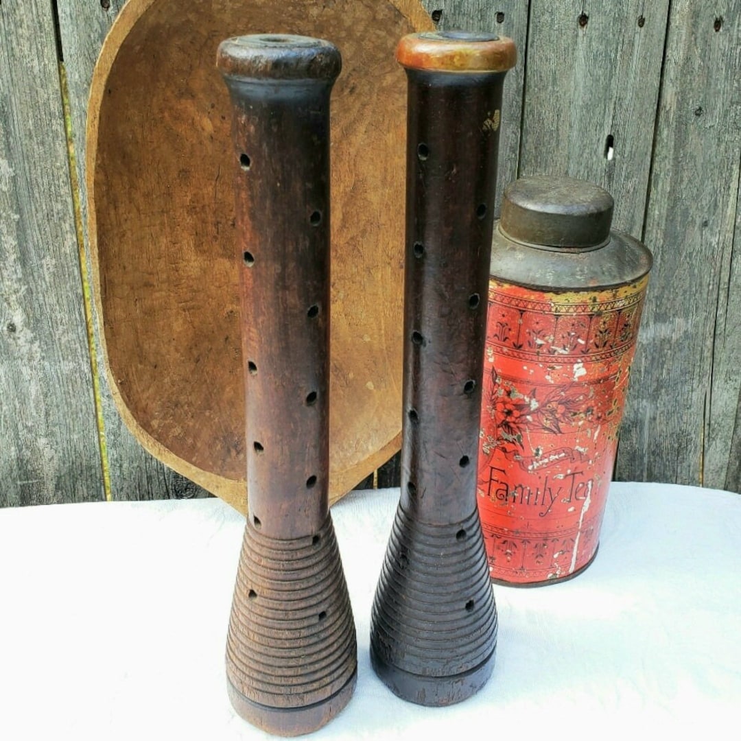 Vintage Wood Spools, Set of 2, 12" Tall Textiles Spool, Wooden Bobbin ...