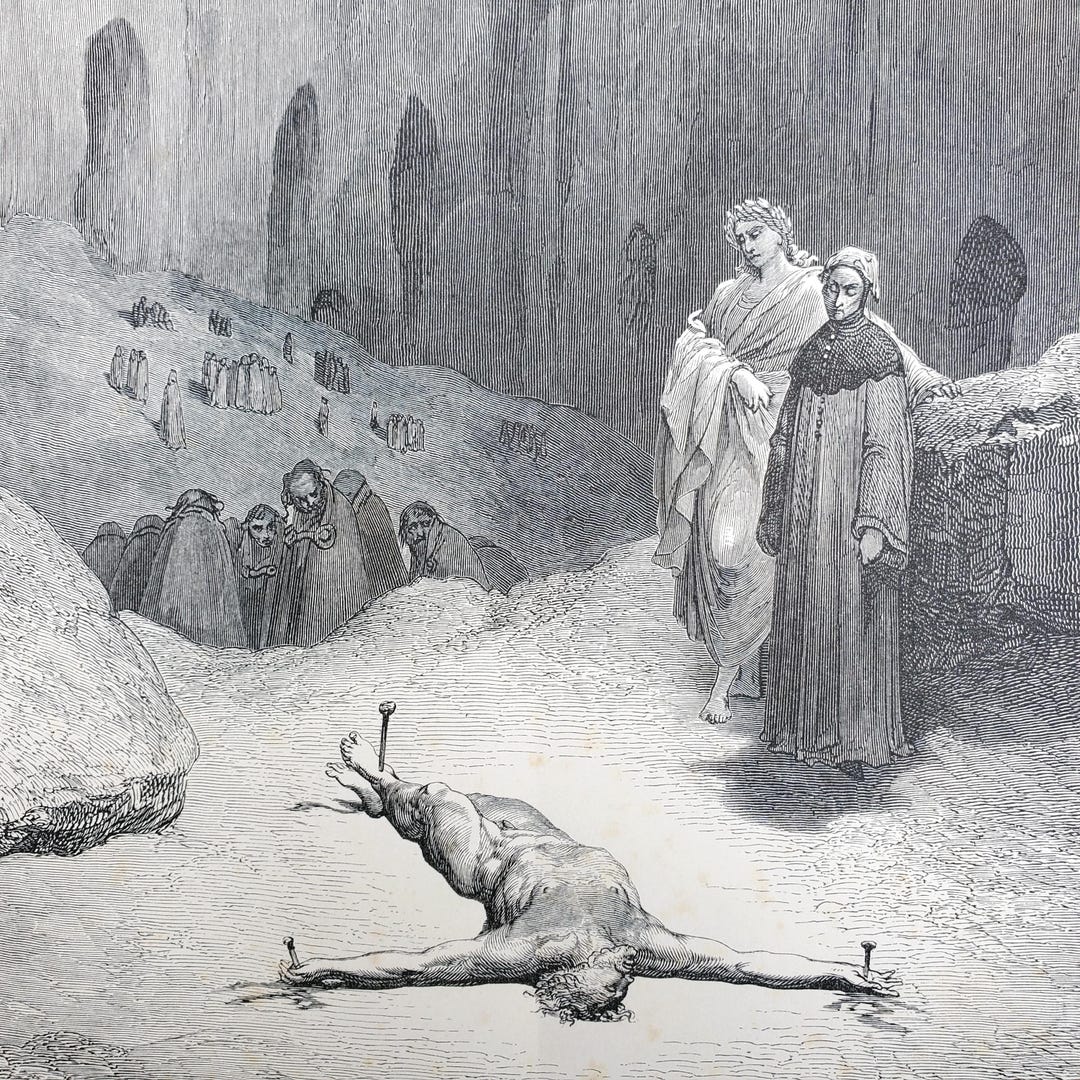 Antique Engraving, Gustave Dore, Caiaphas From 1866 Dante's Inferno ...