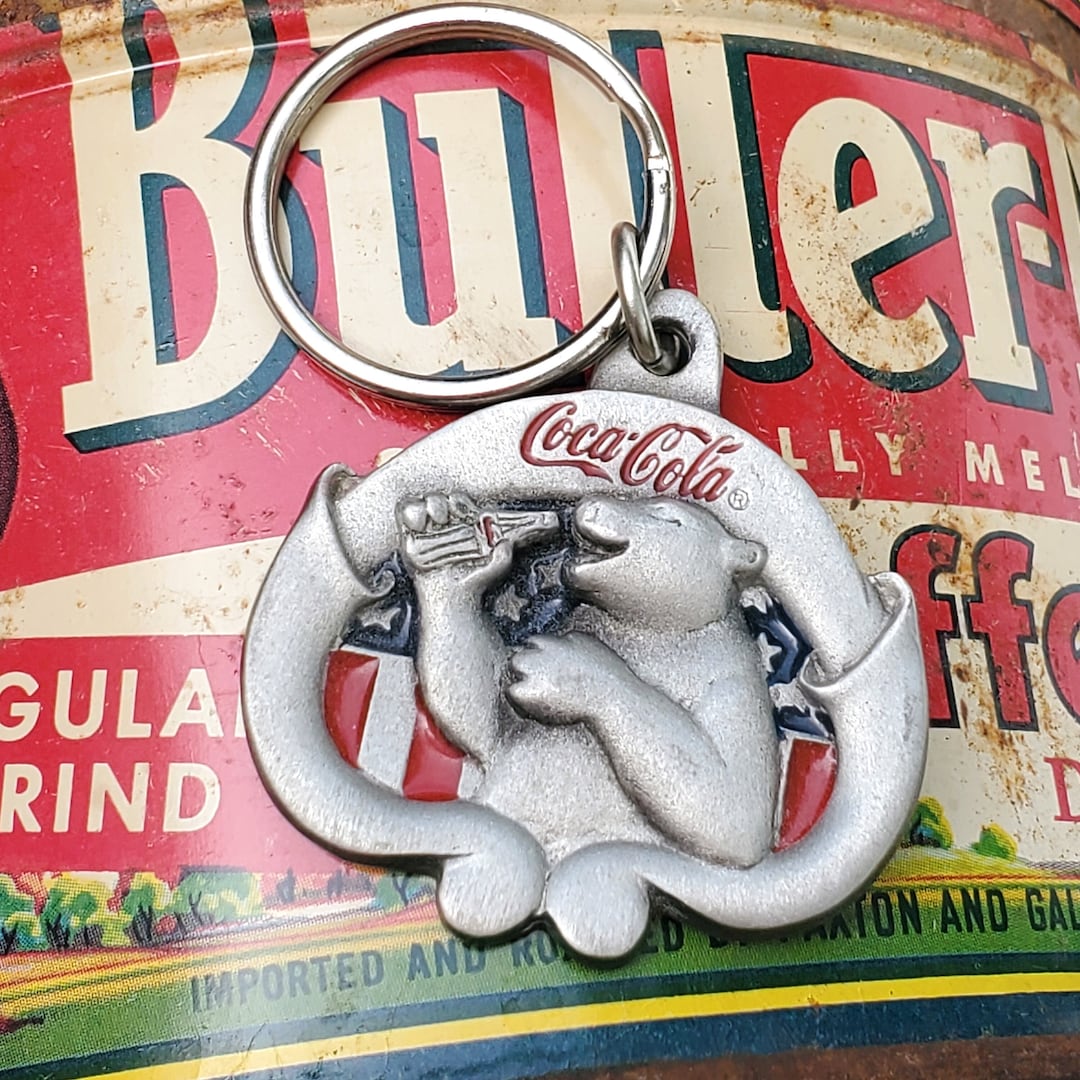 Vintage Coca Cola Keychain, 1997 Polar Bear Key Ring, Coke Collector ...
