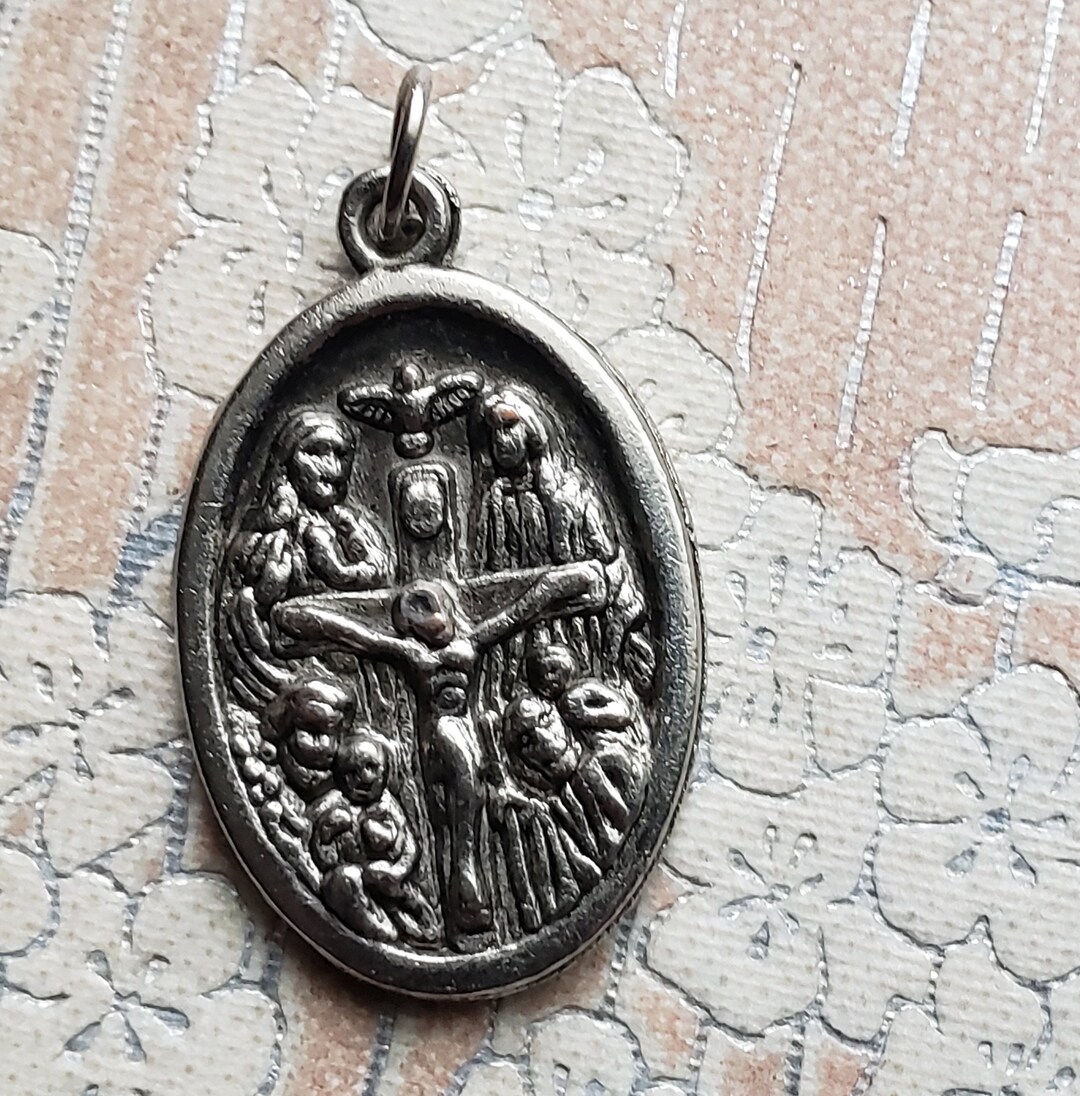 Vintage Scapular Medal, Four-way Cross, Sacred Heart Jesus, I AM ...