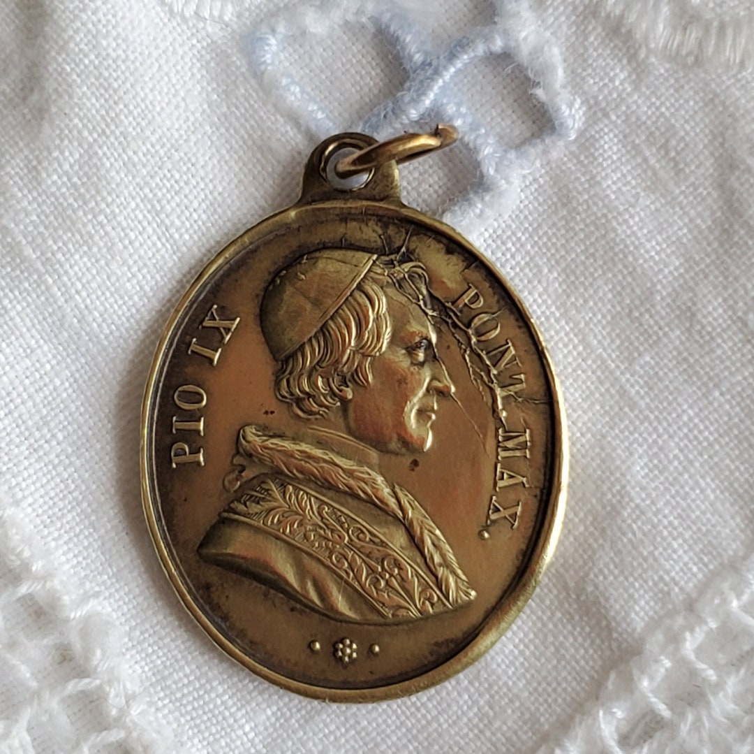 Antique Papal Medal, Pope Pio IX Brass Medallion, His Holiness, Saint ...