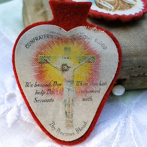 Two Vintage Catholic Prayer Badges, Confraternity of Most Precious ...