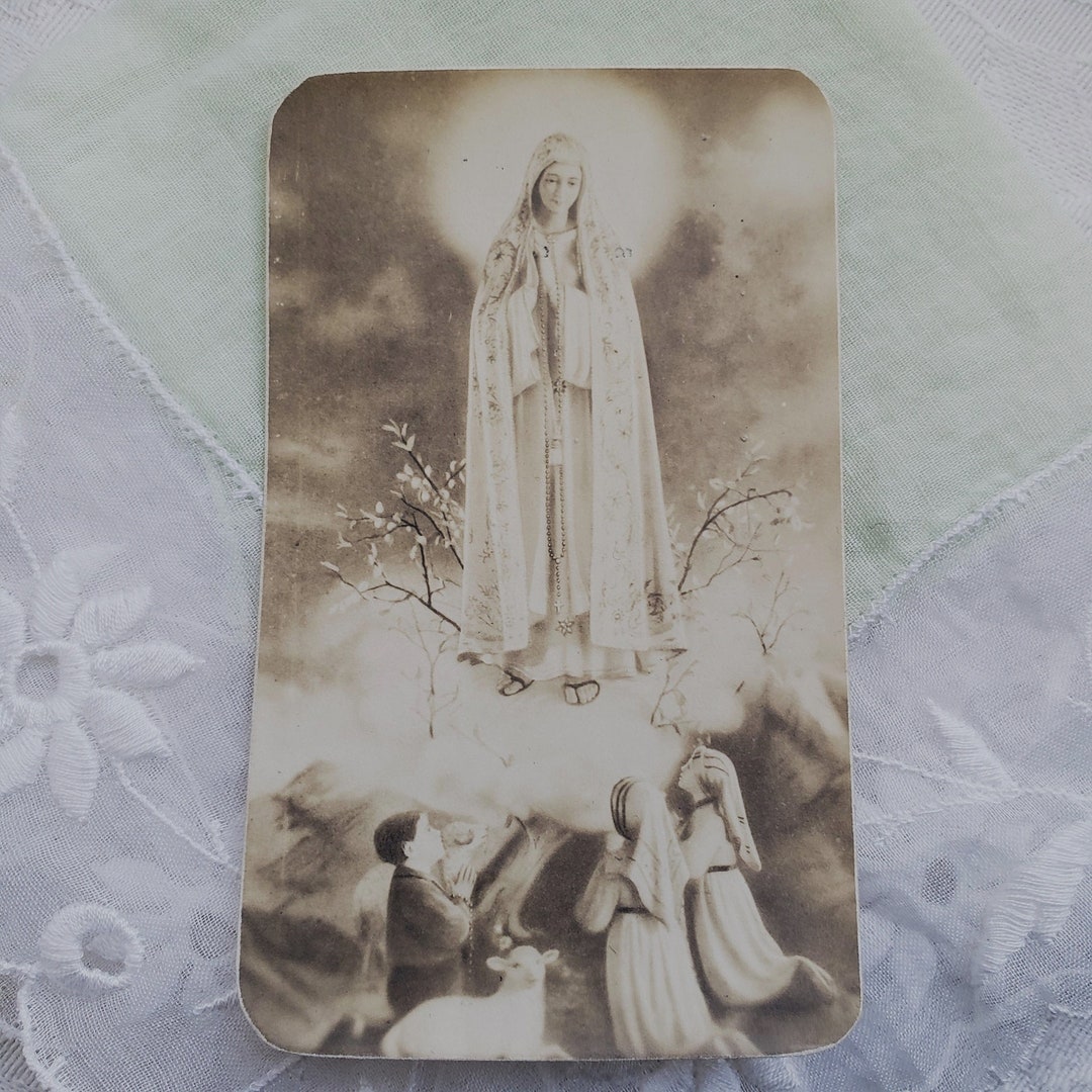 Vintage Nun's Holy Card, Our Lady of Fatima W/ Rosary & Children ...