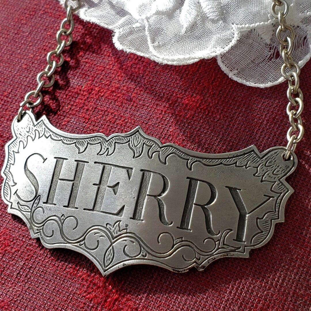 Vintage SHERRY Plate, Decanter Label by Stieff, 2.5"l, Liquor Bottle ...
