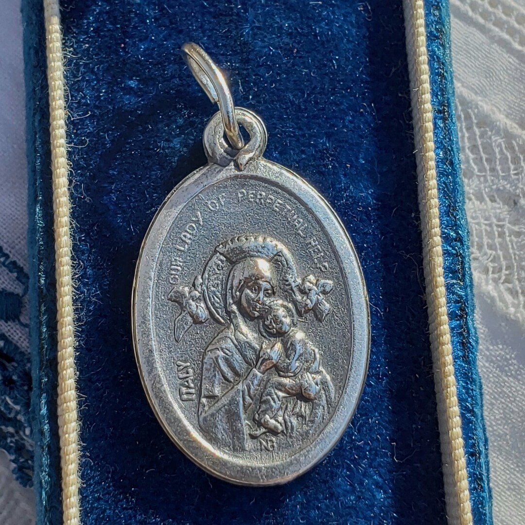 Vintage Our Lady of Perpetual Help Medal, Catholic Jewelry, Mary ...