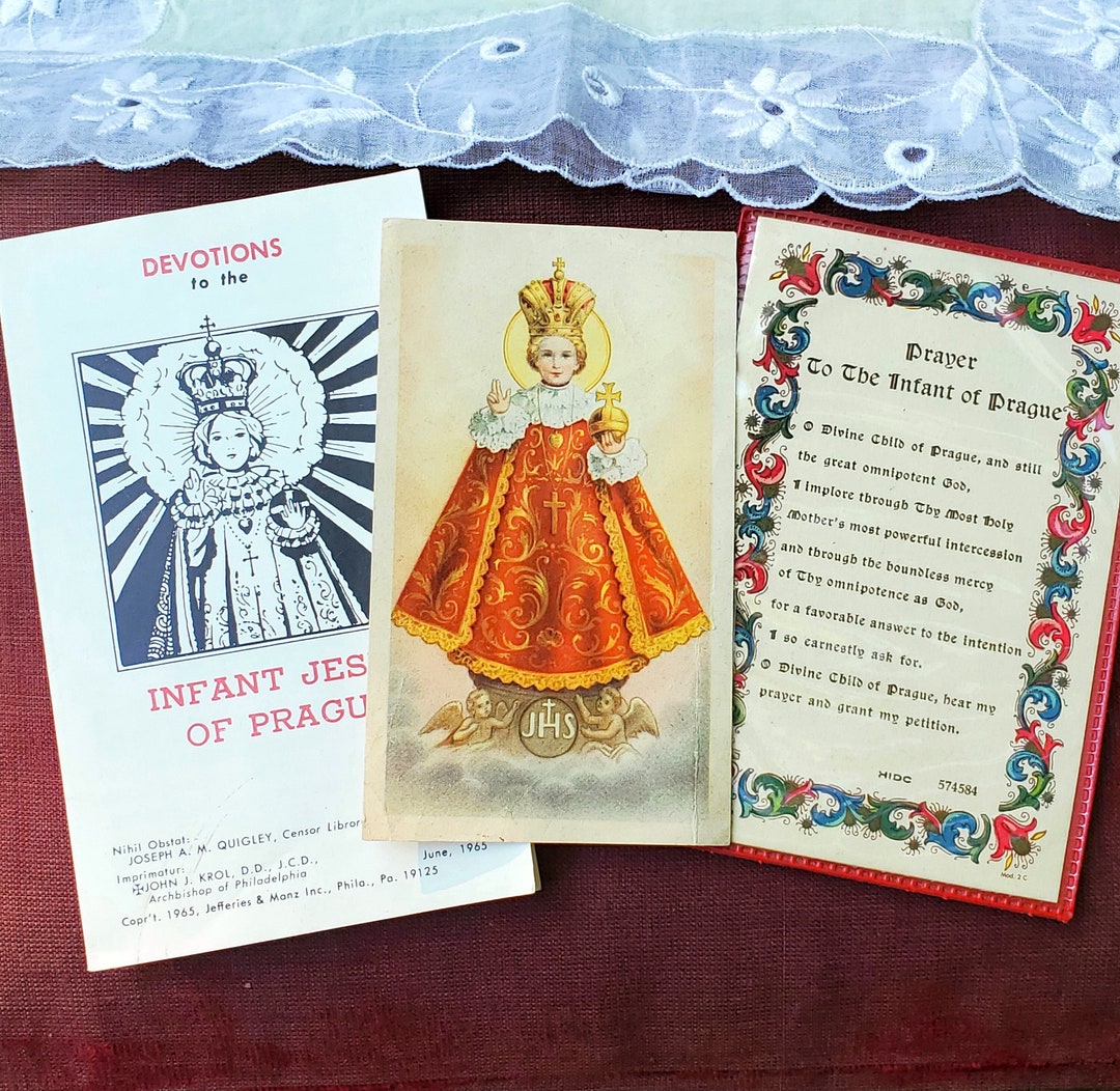Three Vintage Holy Cards, Infant of Prague Set of Prayer Cards ...