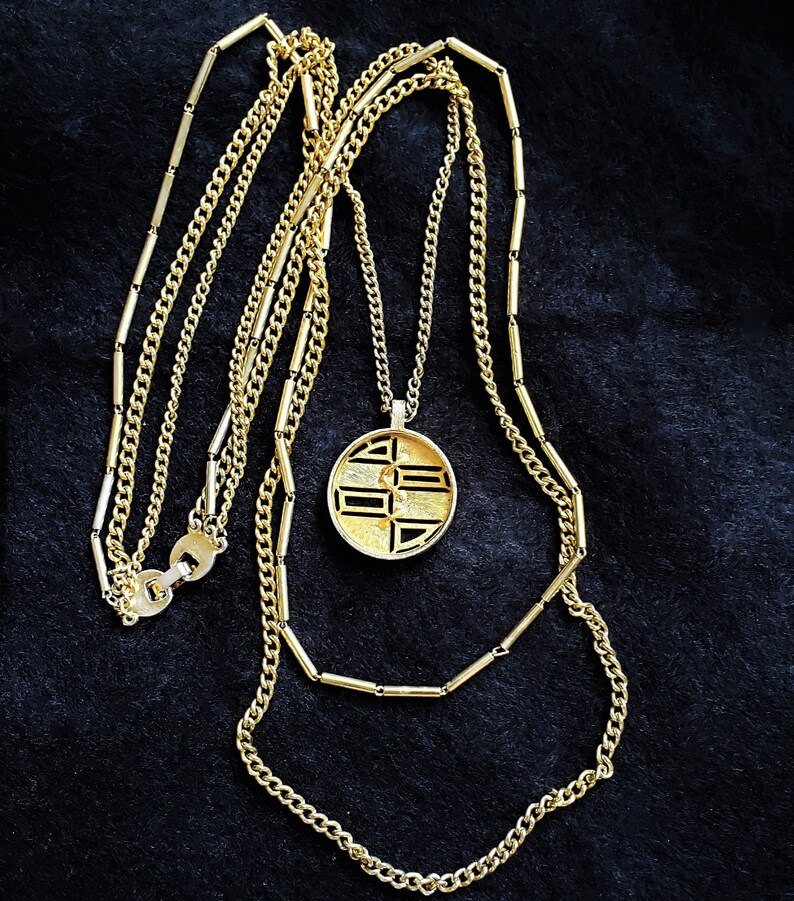 Vintage Long Necklace Multi Strands Chains w/ Pendant Gold | Etsy