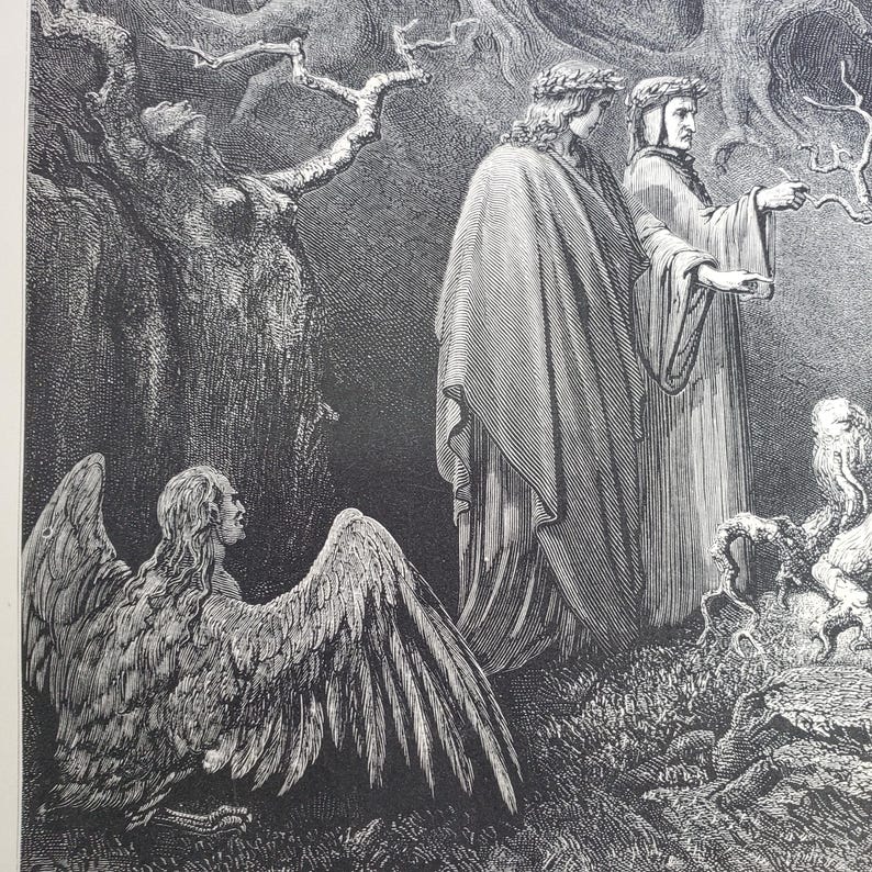 Gustave Dore Engraving: Dante's Inferno Tree Spirits - 1866 Antique ...