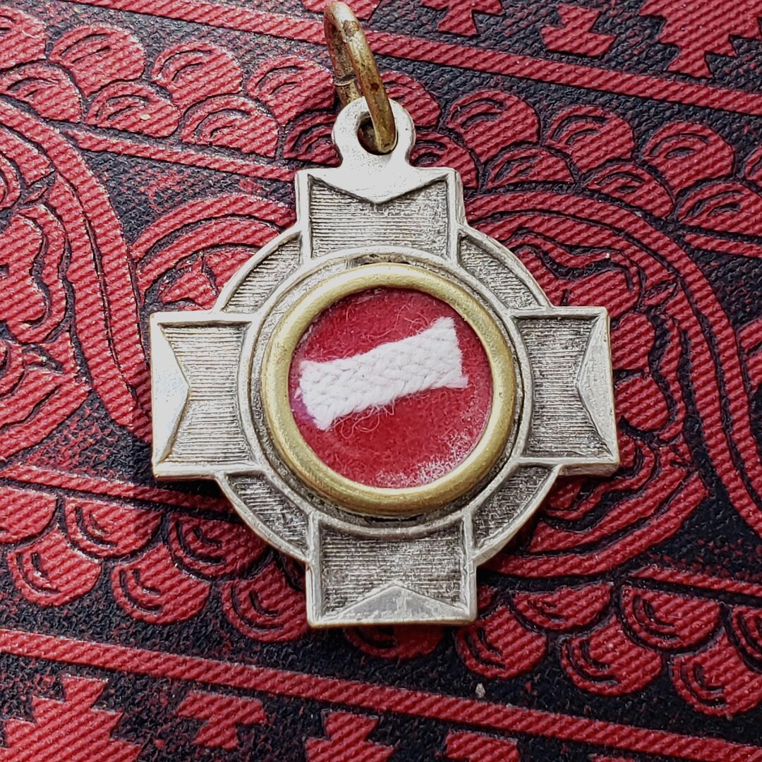 Vintage St Anthony Cross Relic Medal, 3rd Class Reliquary Cloth Relics ...